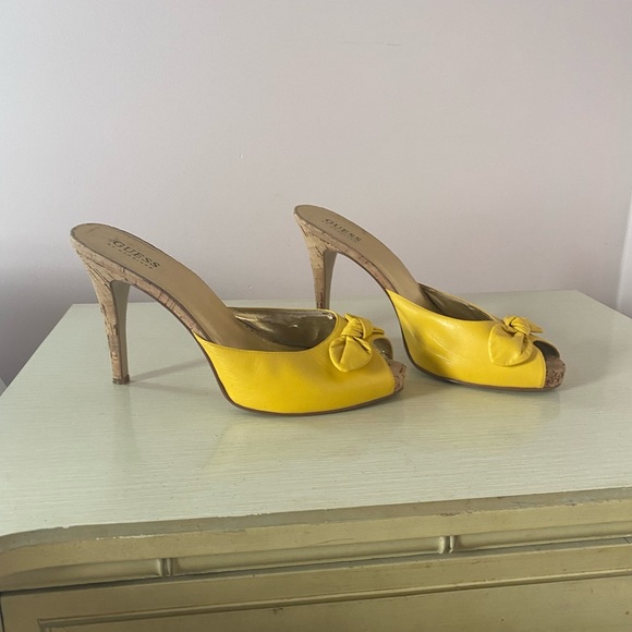 Guess | Shoes | Vtg Rare Guess Slide Sandal Heels Wood Mules | Poshmark